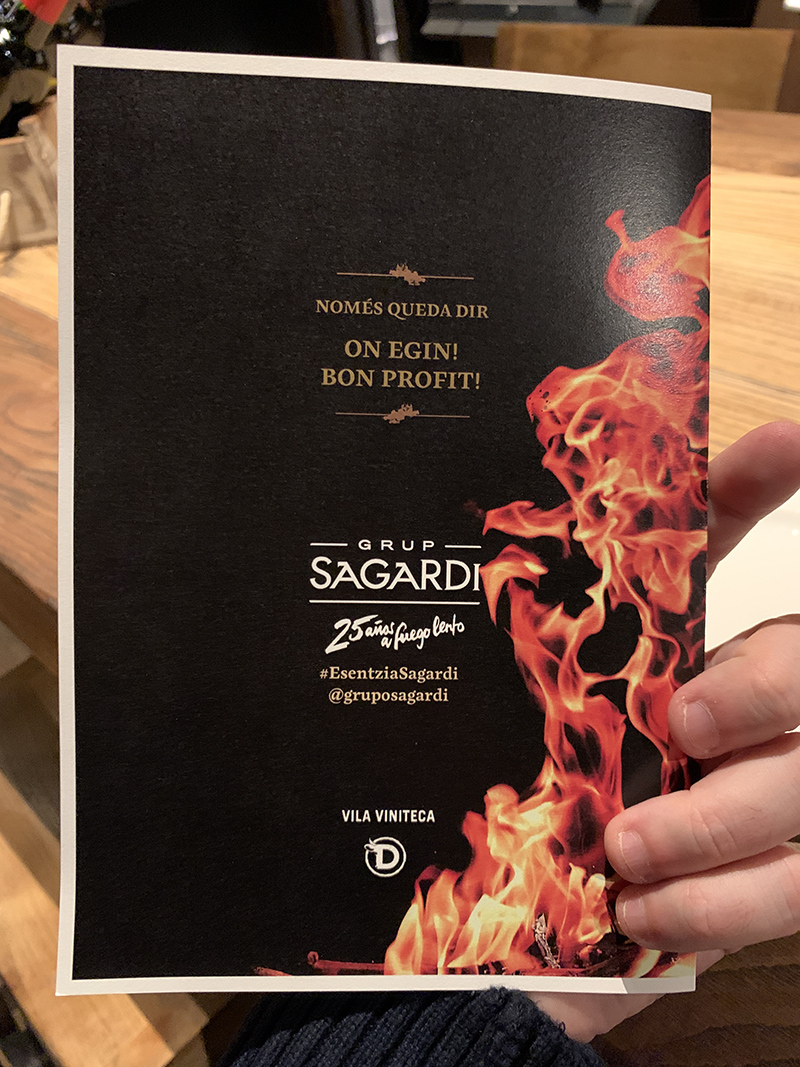 Restaurante Sagardi | Menú Esentzia Sagardi | Yummy Barcelona